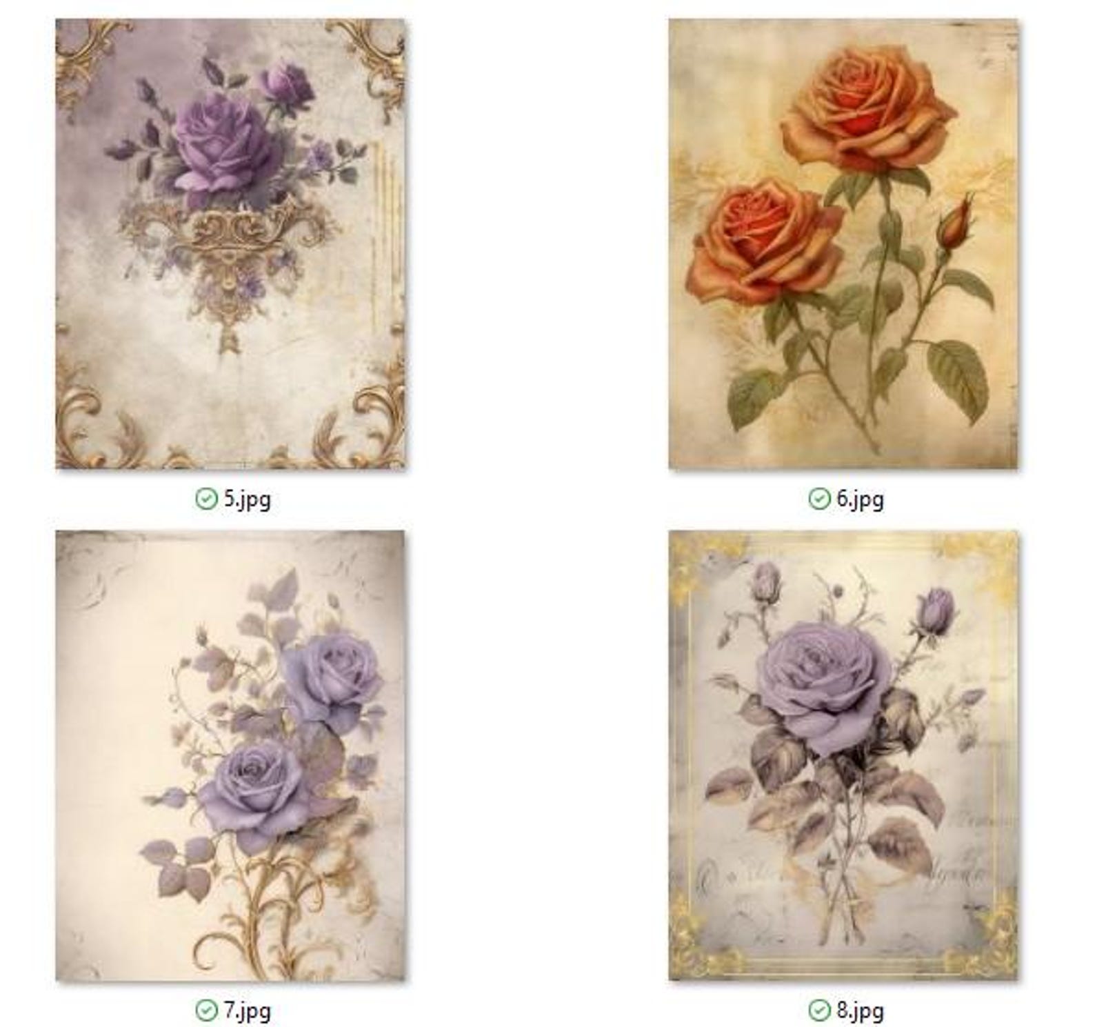 Vintage Rose Digital Paper: Romantic Scrapbook Ephemera (digital ...