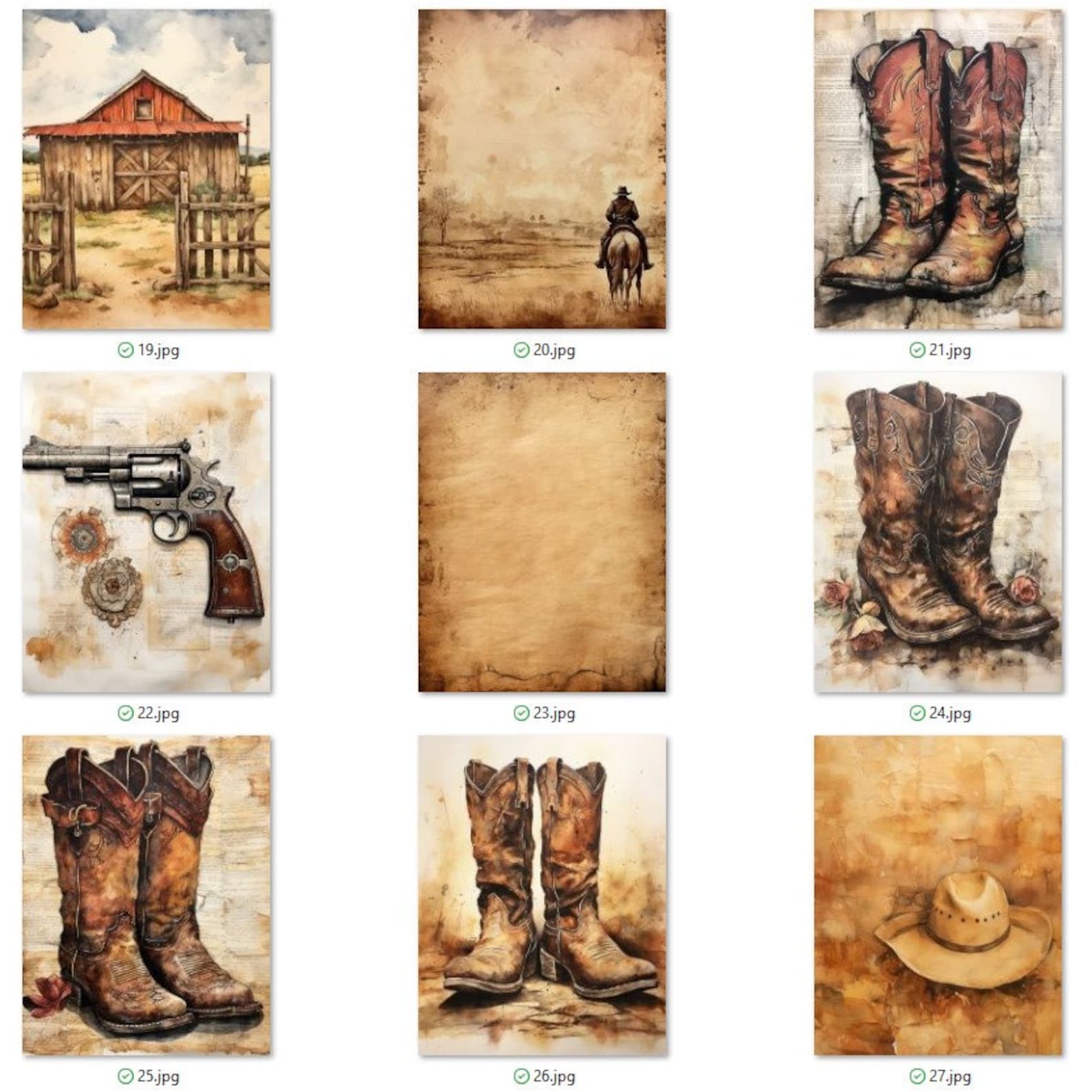 Wild West Cowboy Junk Journal Kit: Vintage Printable Pages (digital ...