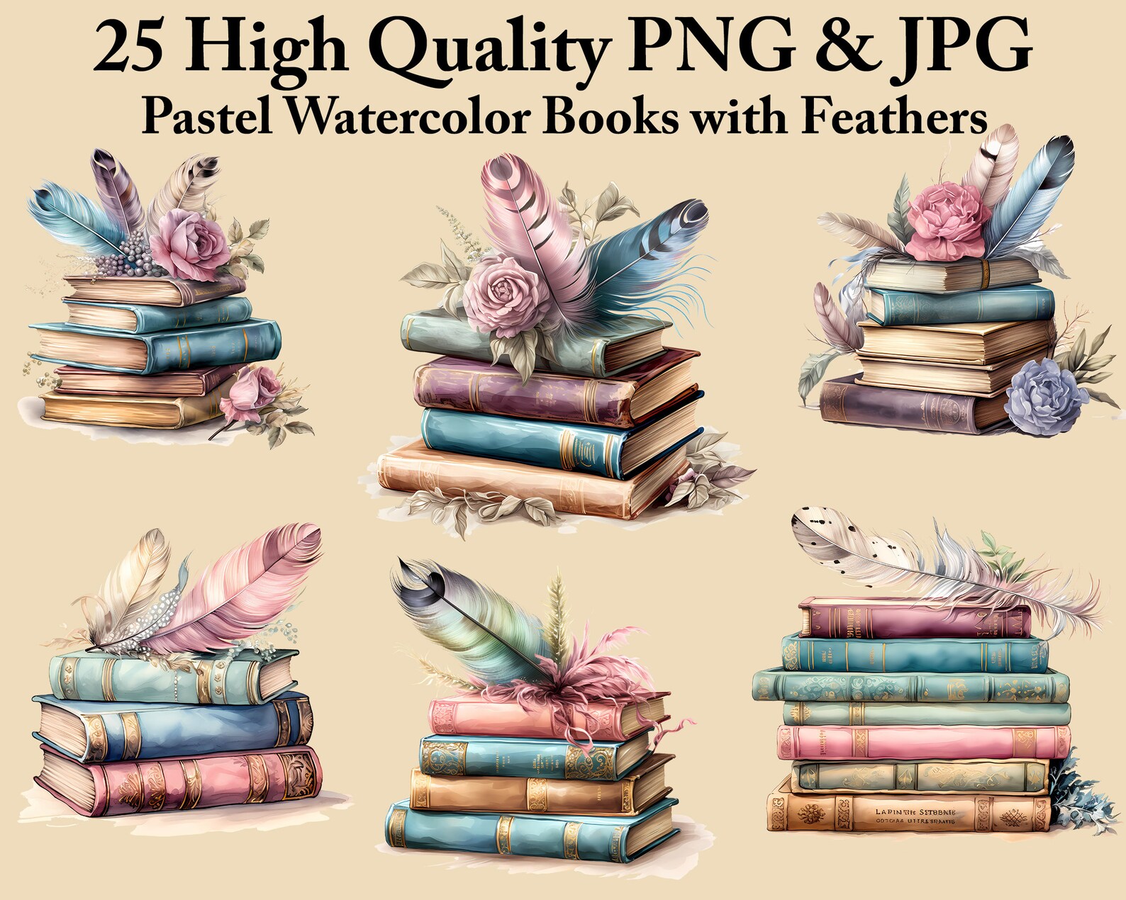 25 PNG Watercolor Feather Books Clipart Book Clip Art Book - Etsy