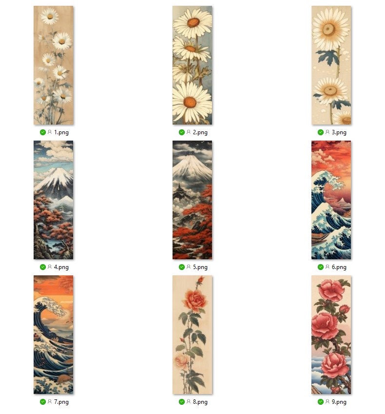 Japanese Mix Art Printable Bookmark: Hokusai Digital Download, Book ...