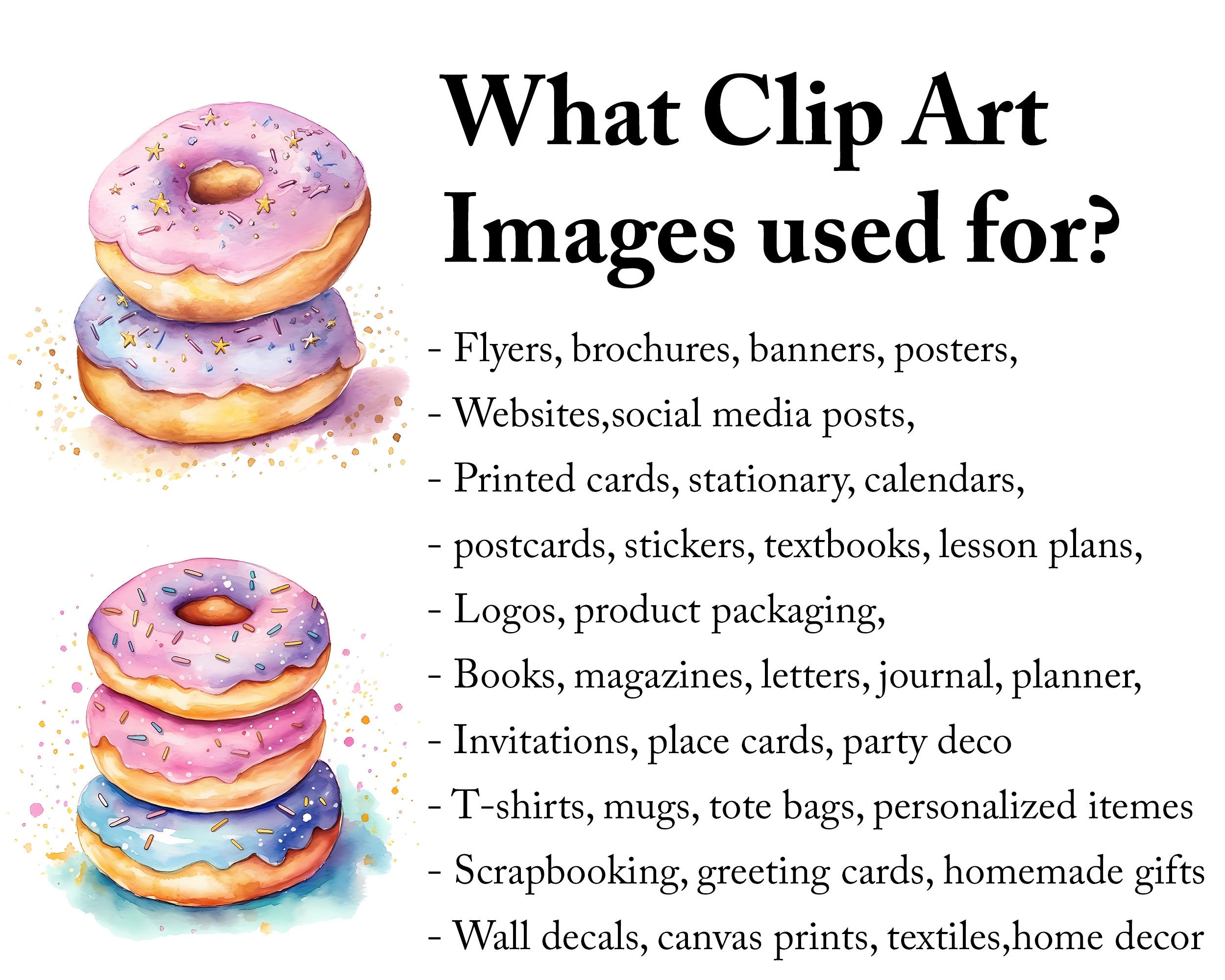 14 PNG Watercolor Donuts Clipart, Donut Clip Art, Dessert Clipart ...
