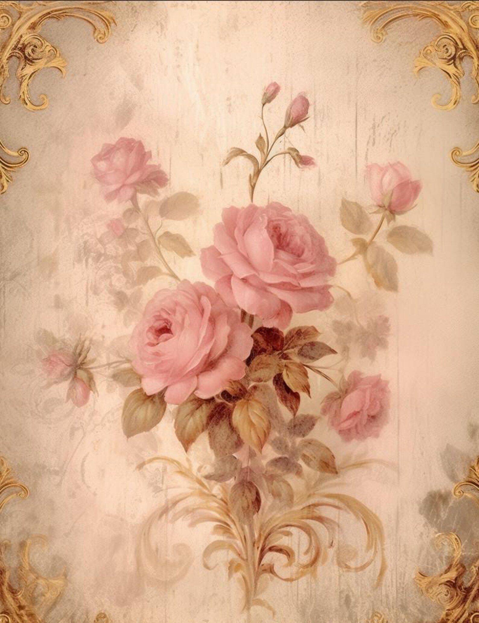 Vintage Rose Digital Paper: Romantic Scrapbook Ephemera (digital ...
