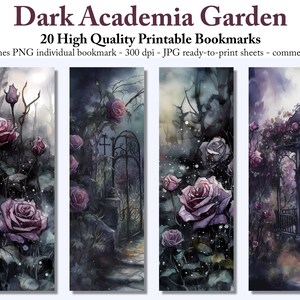Gothic Rose Garden Printable Bookmarks: Dark Academia's Floral Elegance ...