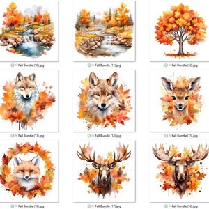 26 Watercolor Fall Clipart Autumn Clip PNG Bundle Art Nature Landscape ...