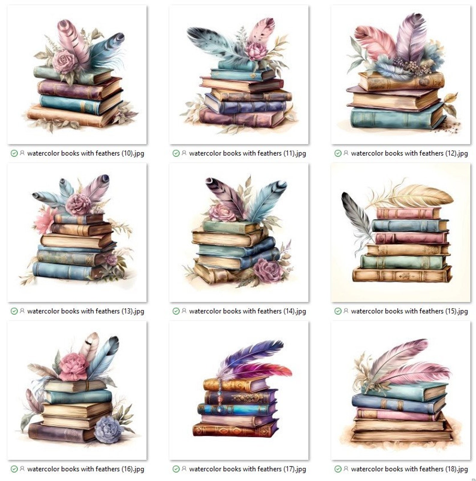 25 PNG Watercolor Feather Books Clipart Book Clip Art Book - Etsy