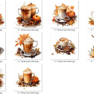 Fall Watercolor Coffee Clipart: Pumpkin Spice Latte, Autumn Drinks PNG ...
