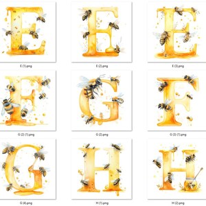 Honey Bee Alphabet Clipart: Watercolor Honeycomb Letters (PNG & JPG ...