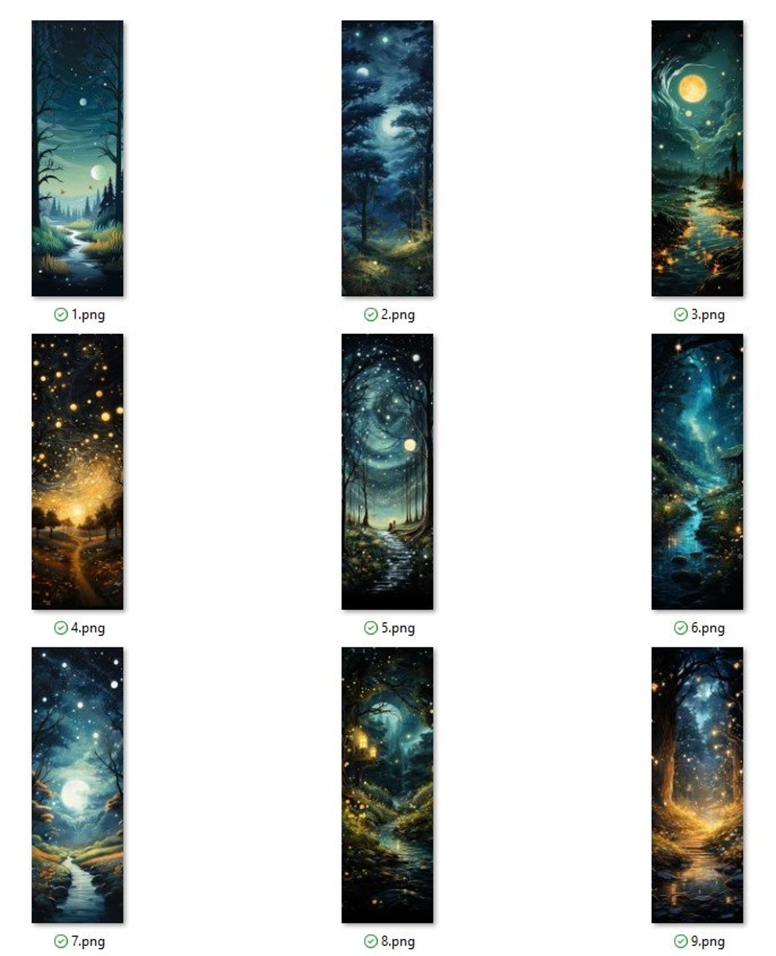 Enchanted Forest Night Sky Bookmarks: Fantasy Art (digital Download) - Etsy