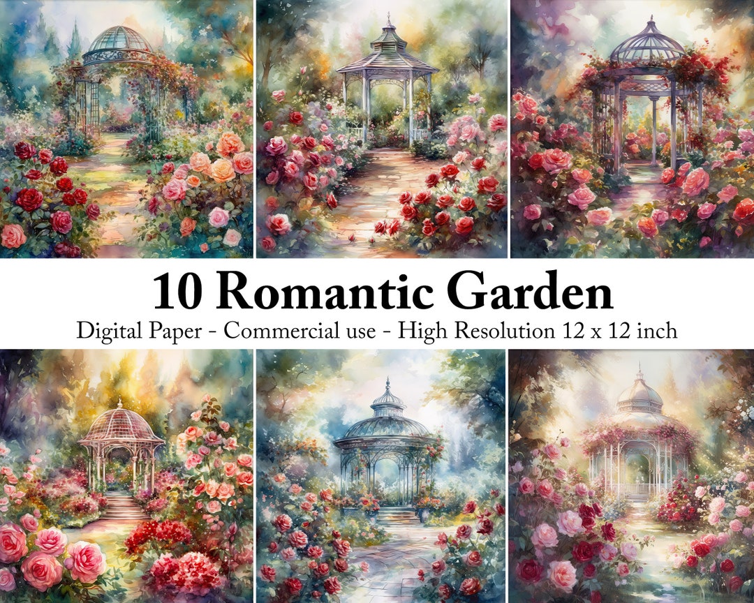 Rose Arbor Digital Paper: Romantic Garden Collection (digital Download ...