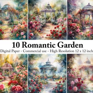 Enchanted Rose Arbor Digital Papers: Romantic Garden High-resolution ...