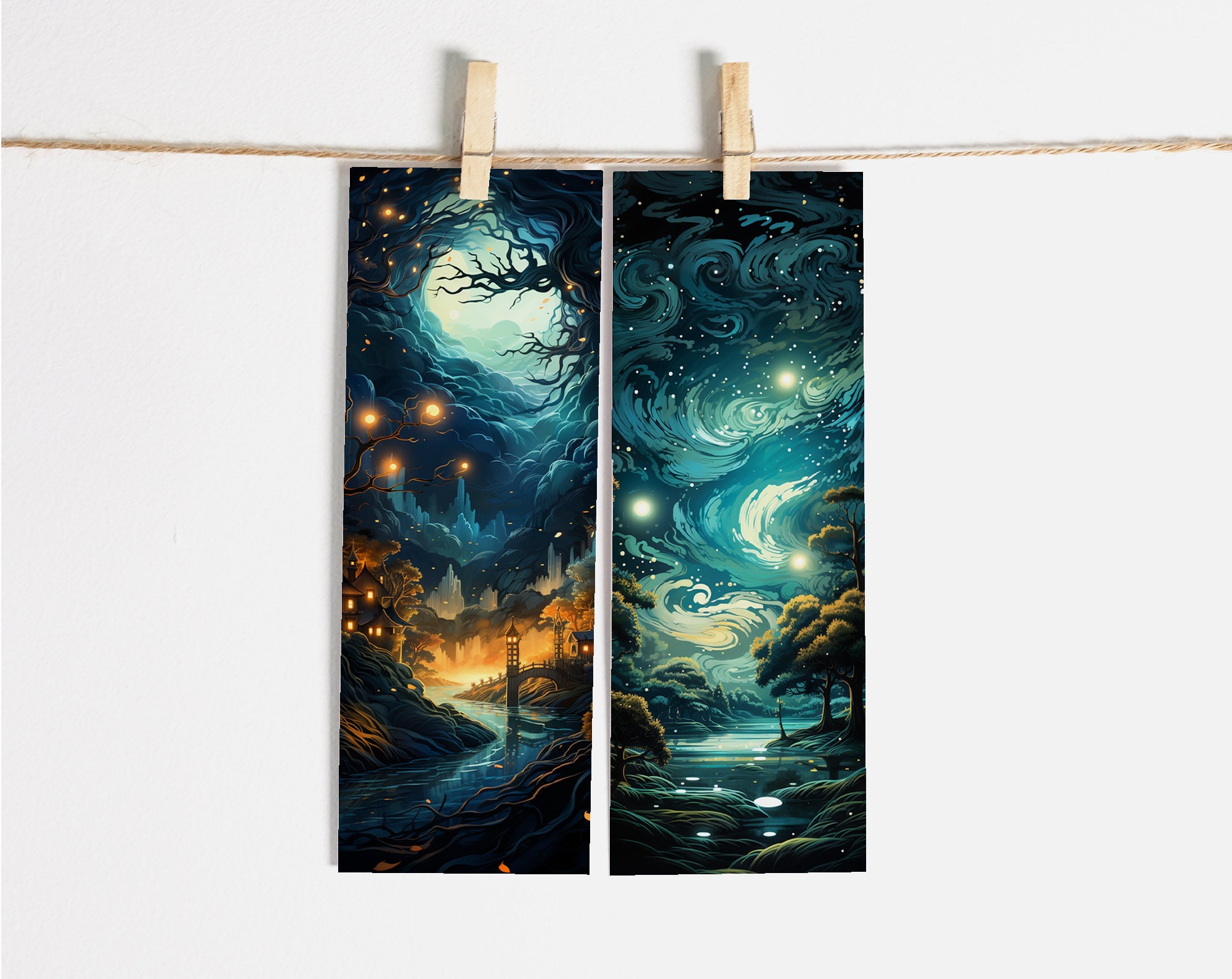 Enchanted Forest Night Sky Bookmarks: Fantasy Art (digital Download) - Etsy