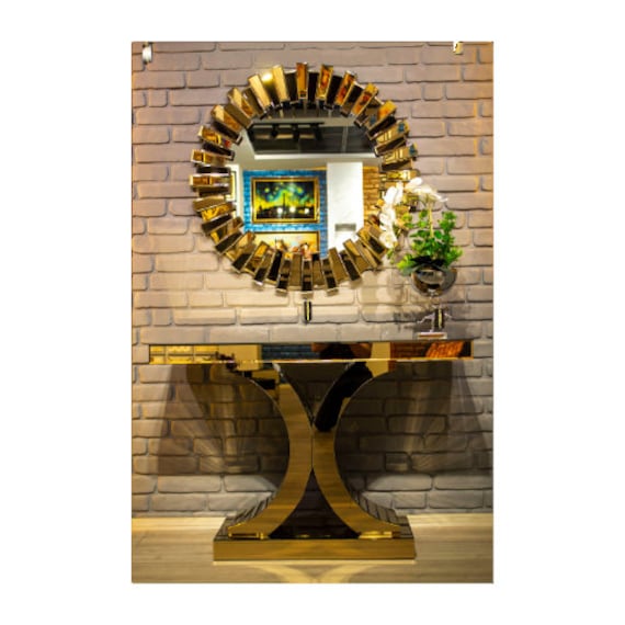 Chanel Mirrored Console Table luxury Custom Table handmade Decorative Elegant and Durable Luxury Home Decor colored Glass Console Etsy