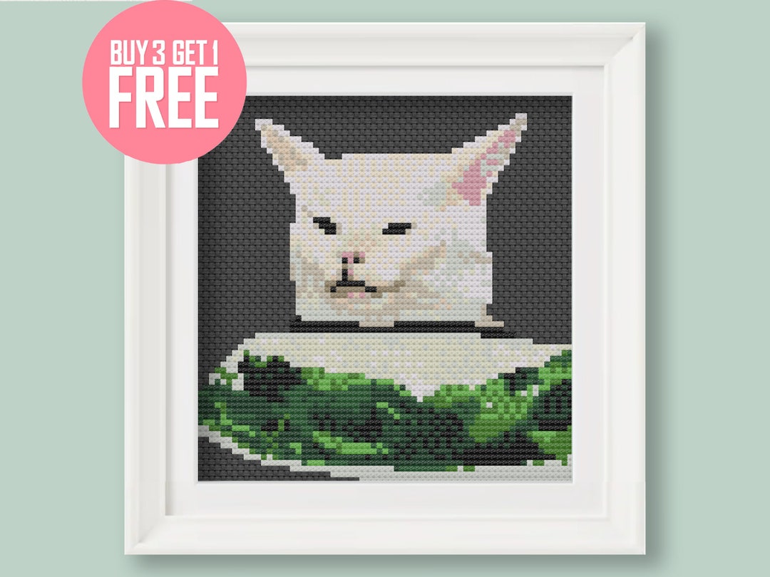 Cross Stitch Pattern [PDF] Salad Cat Meme, 4" (10 Cm) Beginner ...