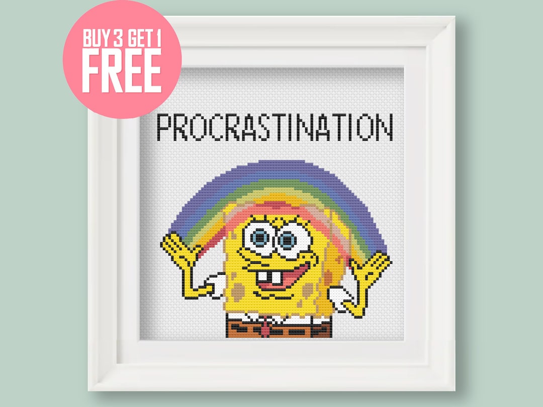 Funny Cross Stitch Pattern PDF Spongebob Meme - Etsy