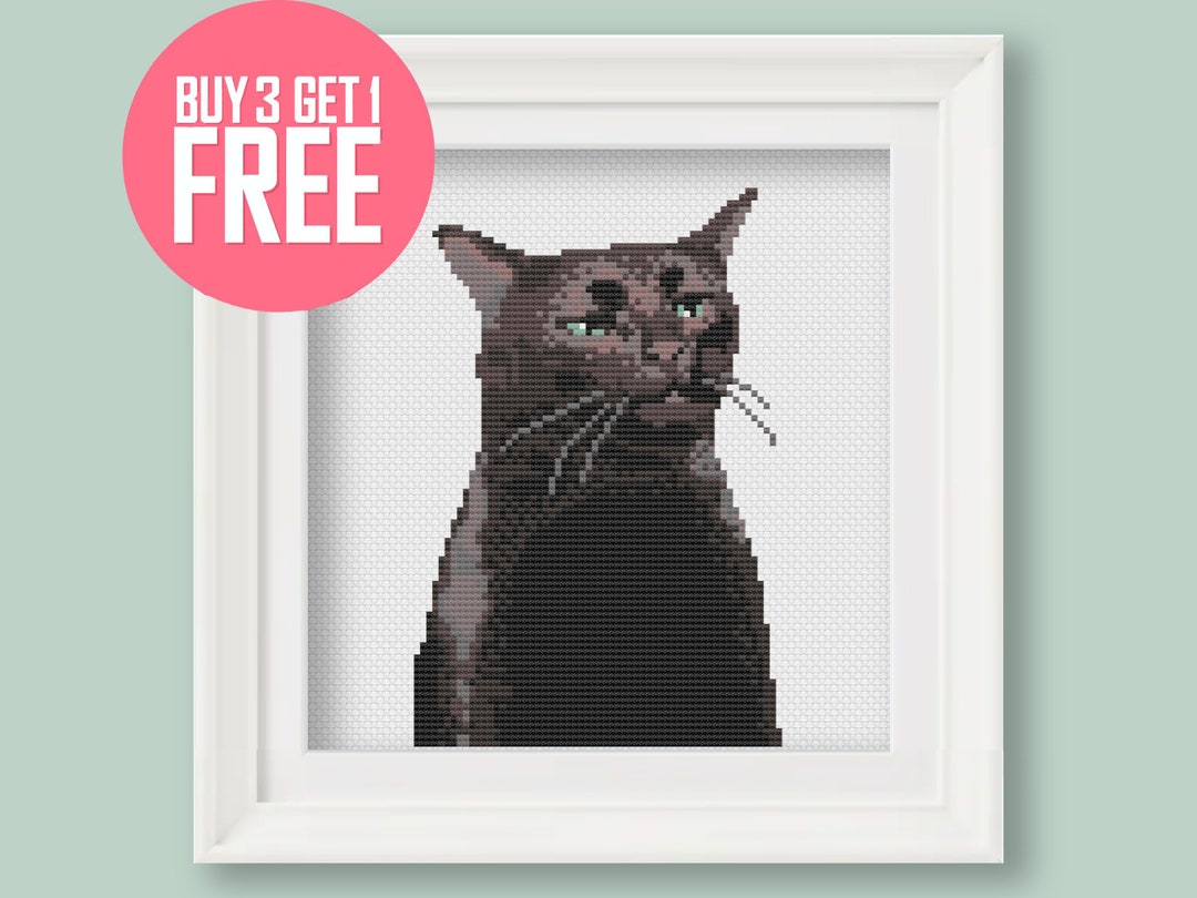 Funny Cross Stitch Pattern [PDF] - Tiktok Meme "dissociating Black Cat ...