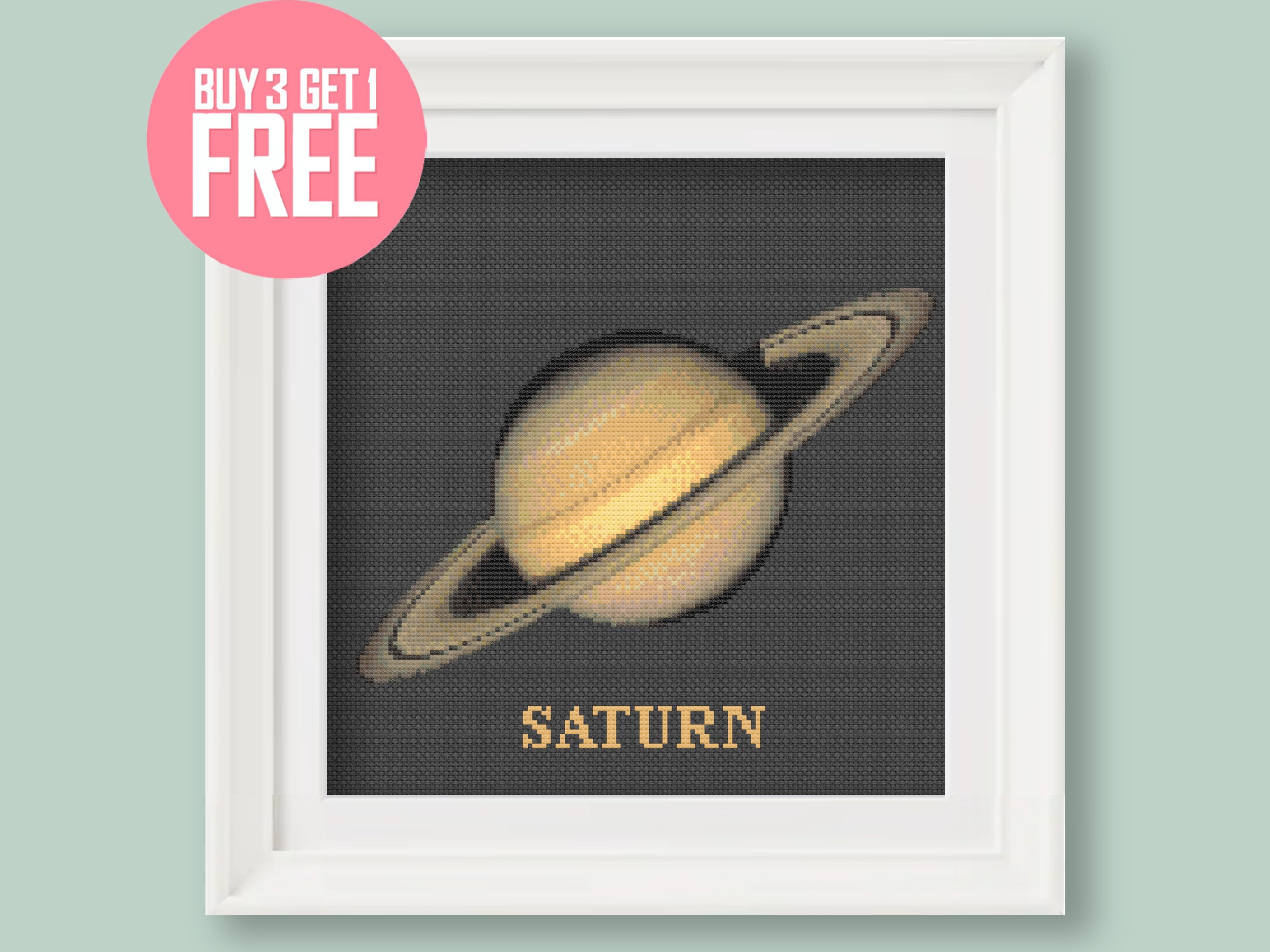 Saturn Cross Stitch Pattern PDF Solar System Planets 7.5 20 Cm Beginner ...