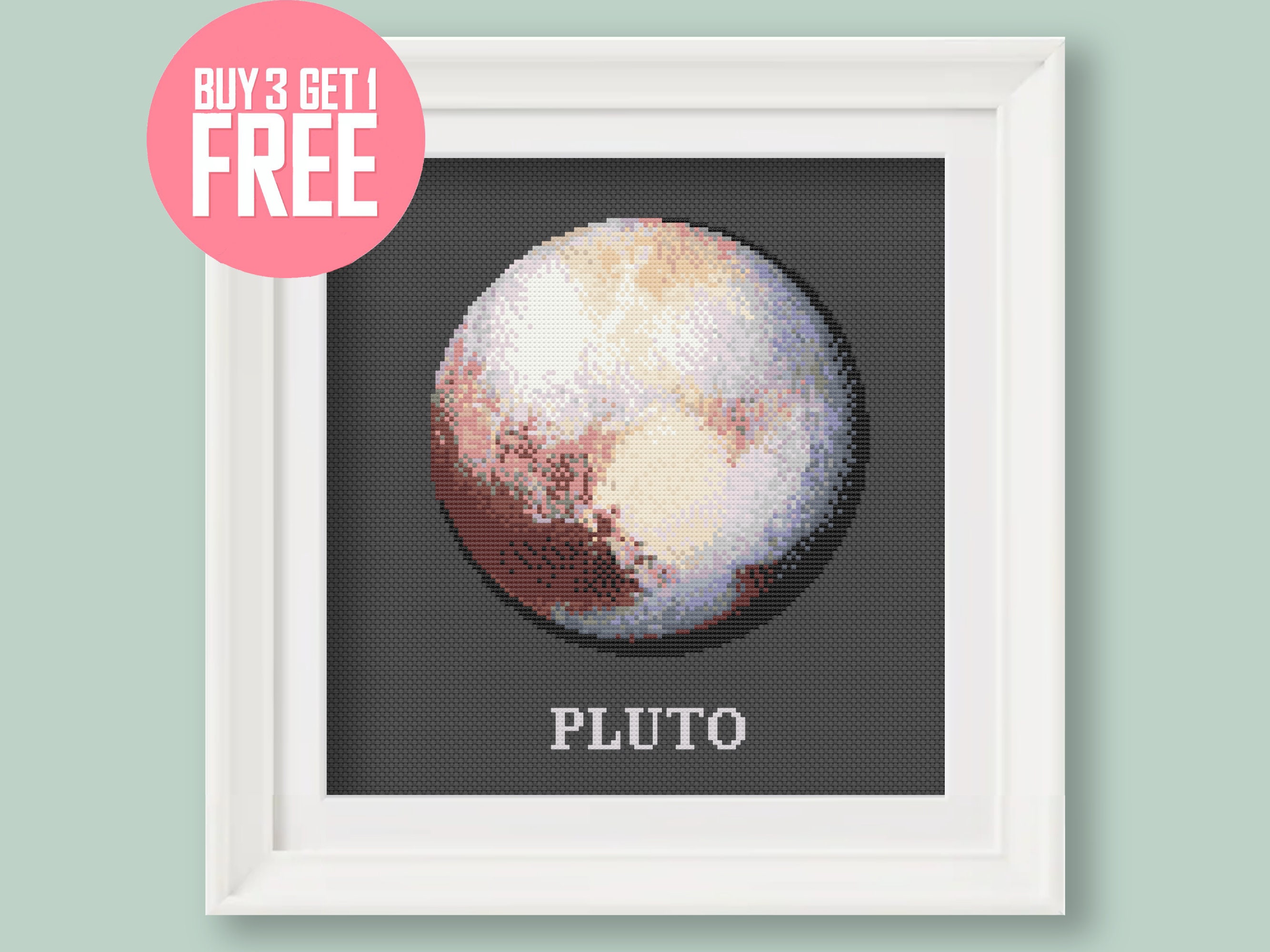 Pluto Cross Stitch Pattern PDF Solar System Planets 7.5 19 Cm Beginner ...