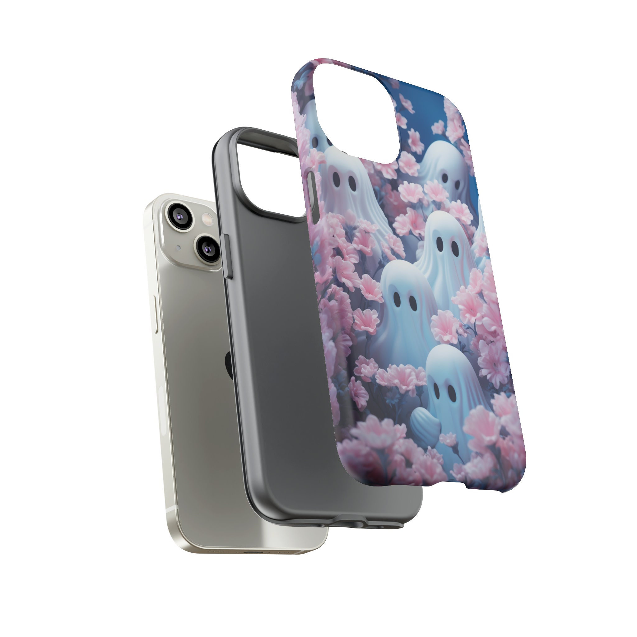 Cute Clay Ghosts Case With Flowers Design 4 Halloween Phone Case Floral ...