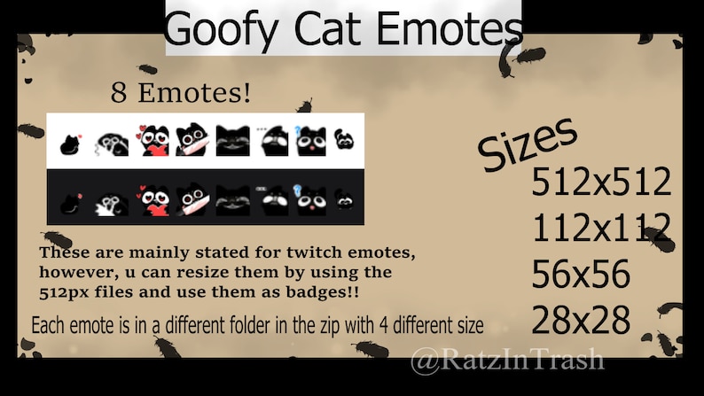 Goofy Black Cat Emotes(8) for Twitch/youtube - Etsy