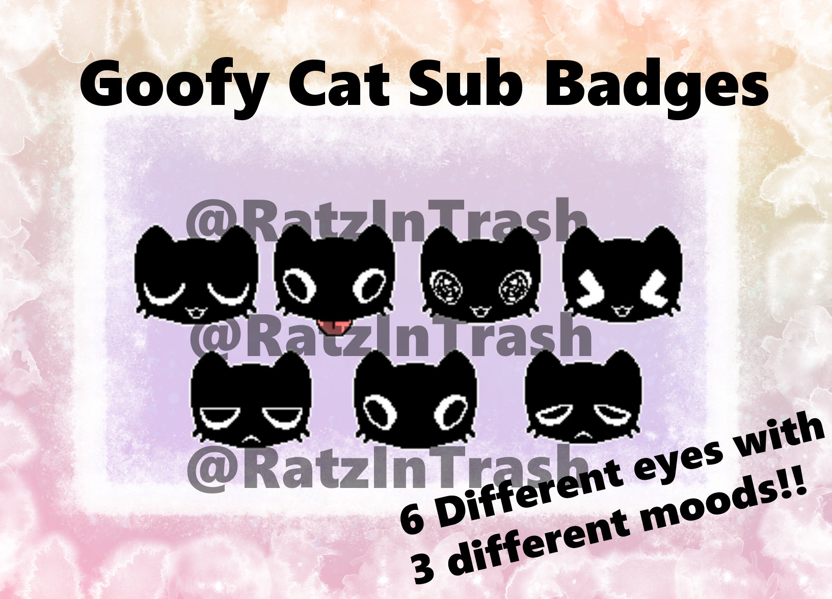 Pixel Goofy Cat Sub Badges - Etsy
