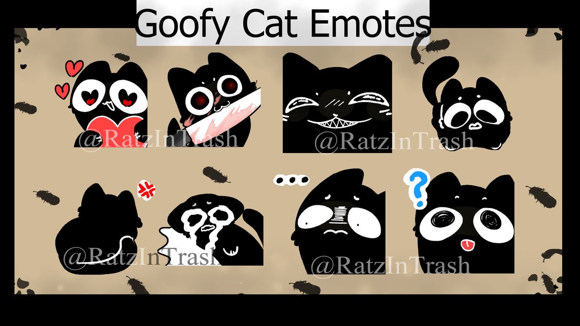 Goofy Black Cat Emotes(8) for Twitch/youtube - Etsy