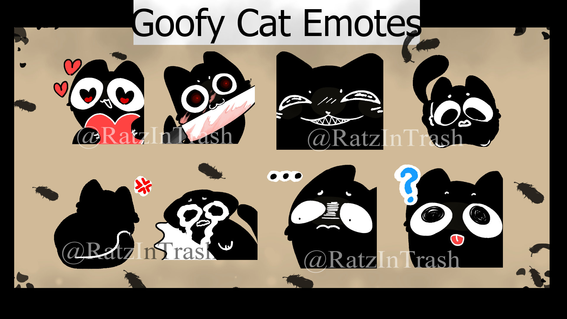 Goofy Black Cat Emotes(8) for Twitch/youtube - Etsy