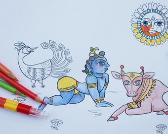 Coloring Page Radha Rani Printable Digital Download - Etsy