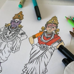 Coloring Page Vitthala Rukmini Printable Digital Download - Etsy Canada