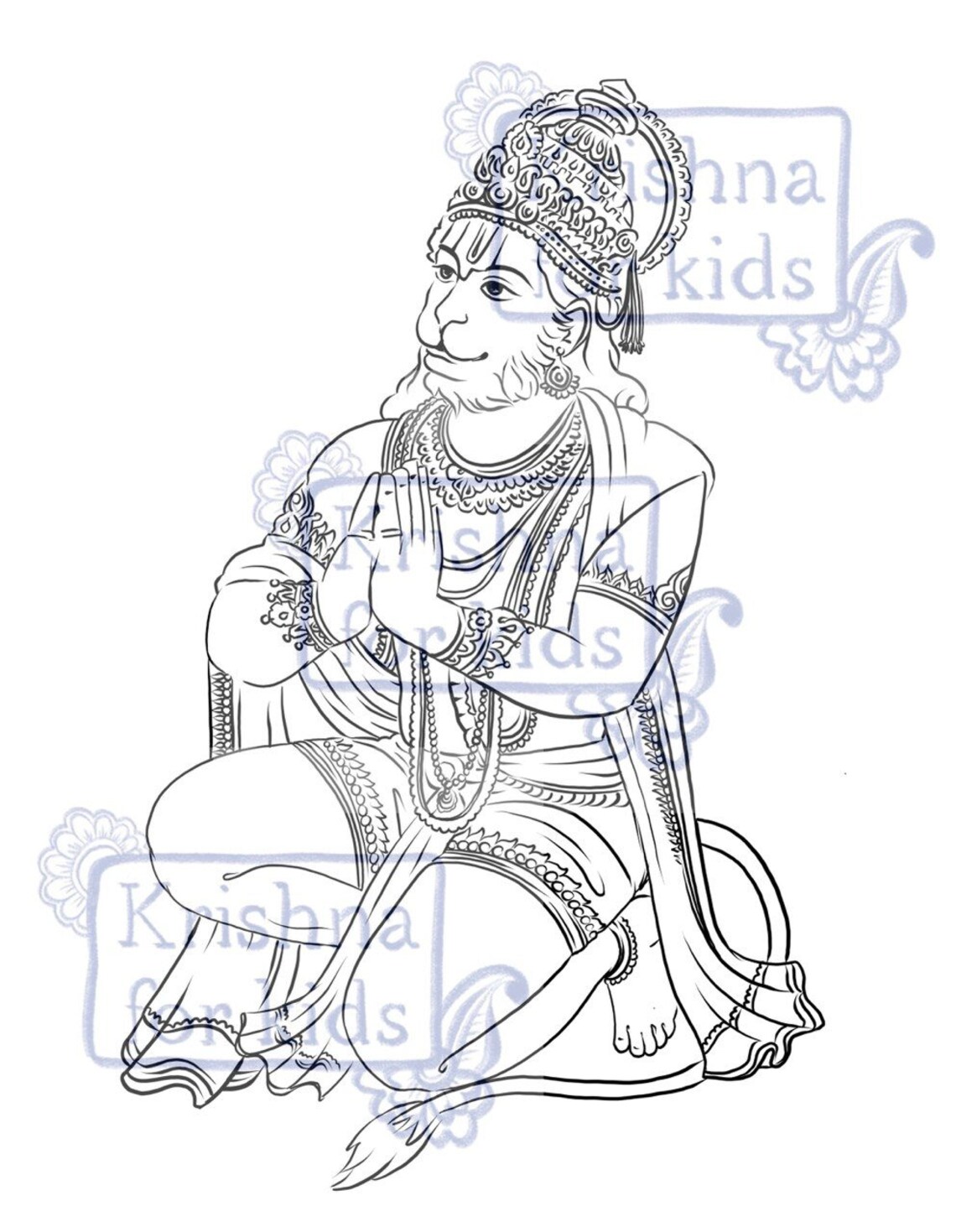 Coloring Page Hanuman Printable Digital Download - Etsy