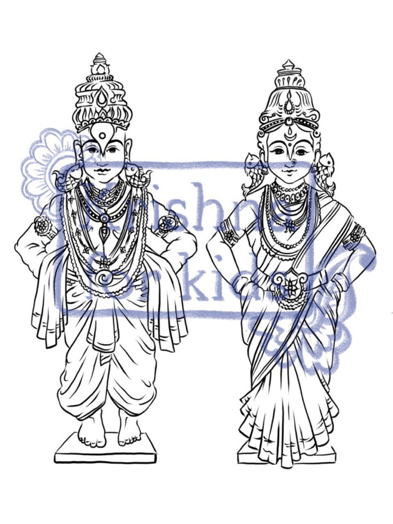 Coloring Page Vitthala Rukmini Printable Digital Download - Etsy Canada