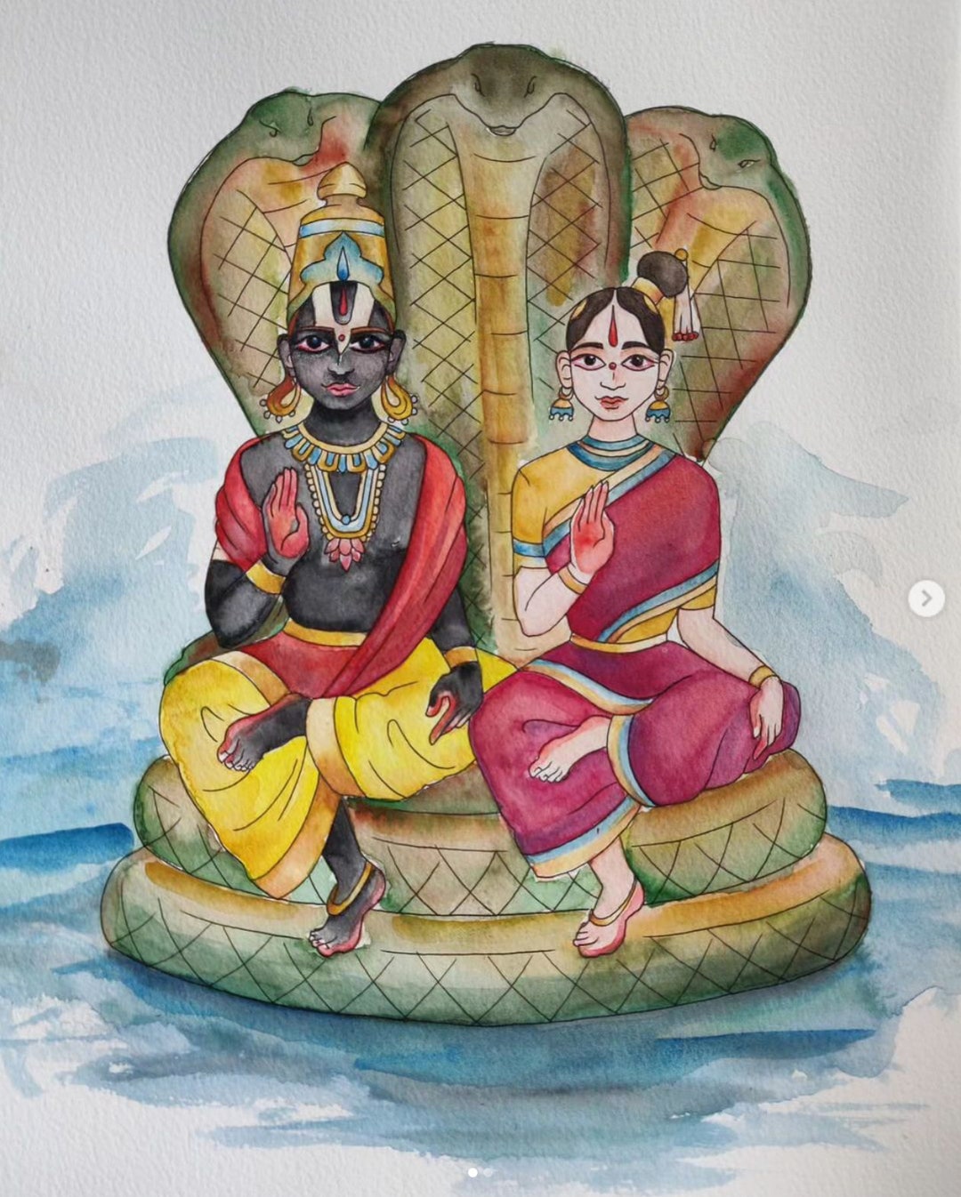 Coloring Page Lakshmi Narayan Printable Digital Download - Etsy