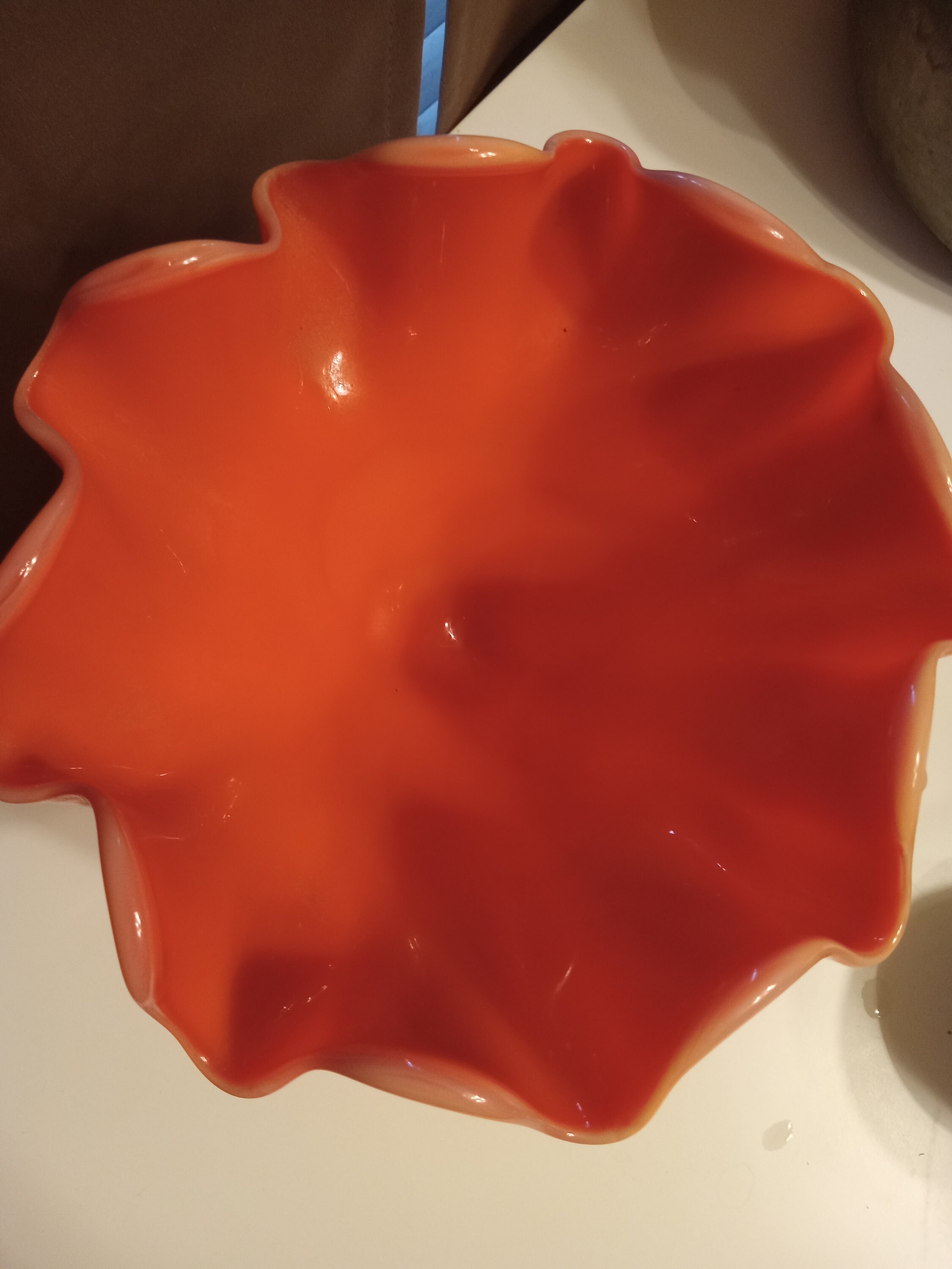 LE Smith Bittersweet Orange Slag Glass Pedastal Bowl - Etsy