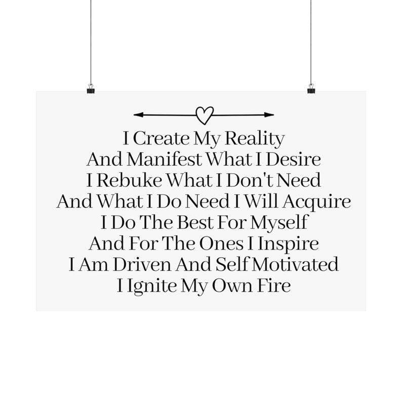 Gift Poster Manifest Reality Poster Affirmation Wall Art Inspiration ...