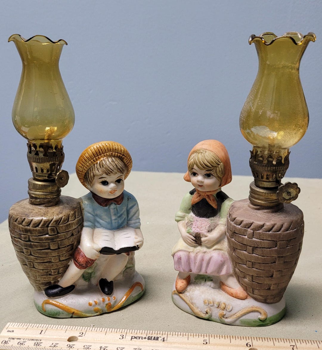 Set of 2 Dutch Kids Vintage Mini Oil Lamps - Etsy