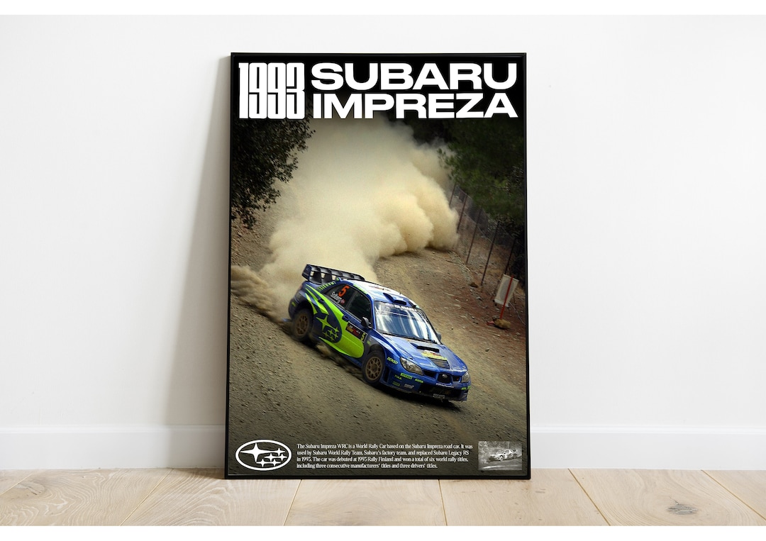 Subaru Impreza WRC Rally Car Poster for Racers, Vintage Sports Car Wall ...