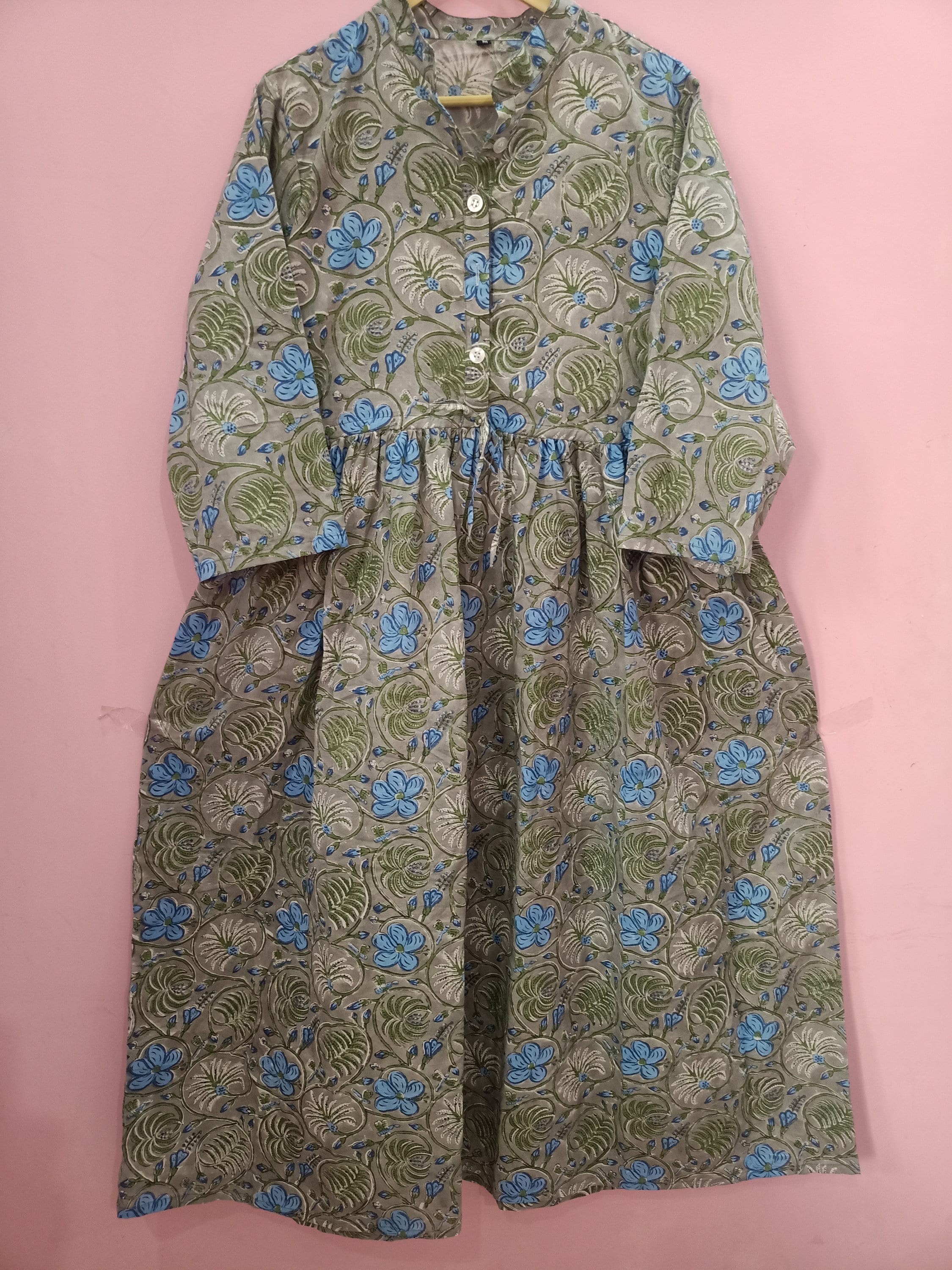 Floral Indian Cotton Dress,block Print Dress,handblock Dress,dress for ...