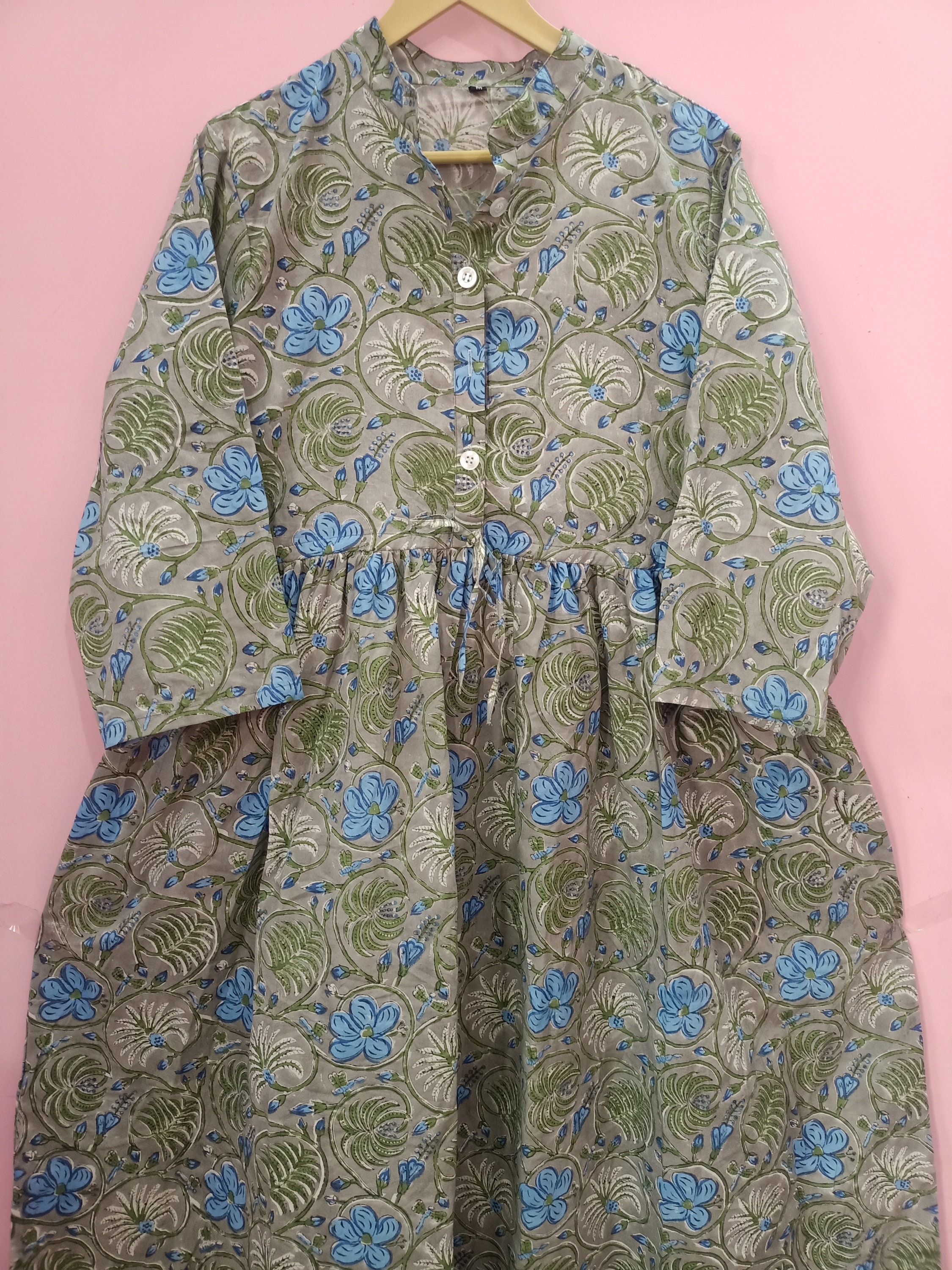 Floral Indian Cotton Dress,block Print Dress,handblock Dress,dress for ...