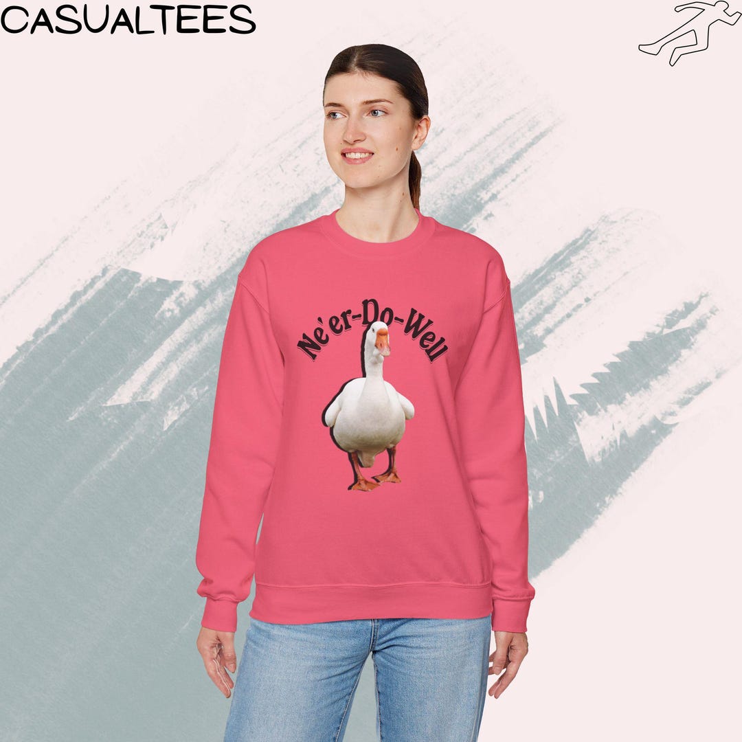 Funny Ne'er-do-well Mischievous Goose Unisex Graphic Crewneck ...