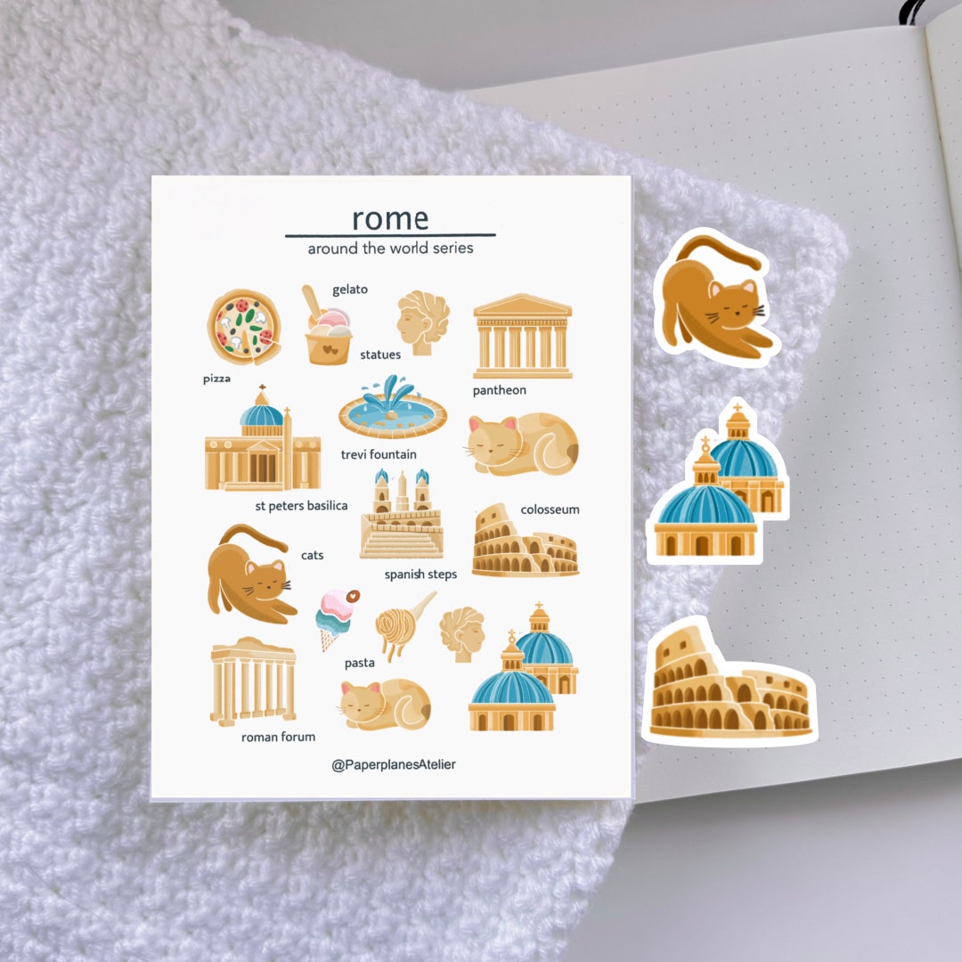 Rome Sticker Sheet for Travel Planner Italy Travel Sticker Sheet for ...
