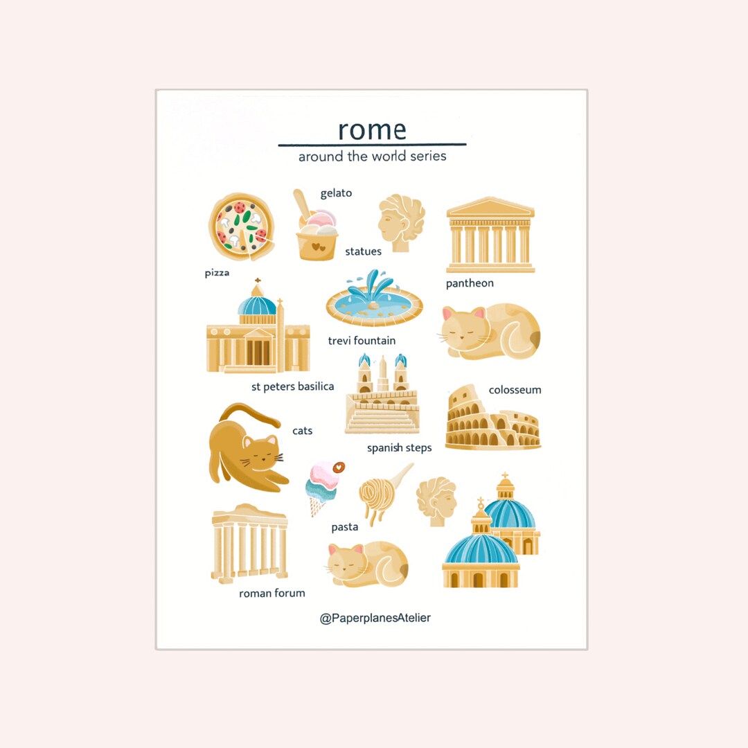 Rome Sticker Sheet for Travel Planner Italy Travel Sticker - Etsy