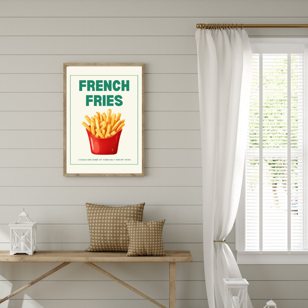 French Fries Quote Wall Art Fast Food Art Print Trendy Retro - Etsy