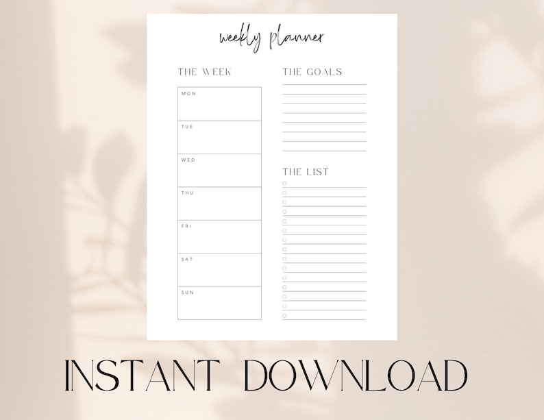 Weekly Planner Printable Planner Letter Instant Download - Etsy