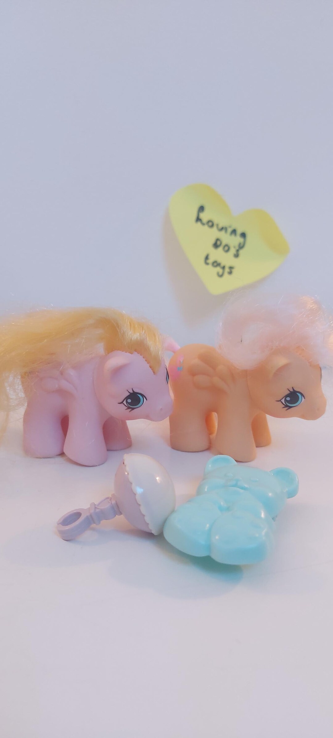 Dibbles and Nibbles With Aqua Teddy Bear Brush and Pink Rattle From My Little Pony G1 Newborn ...