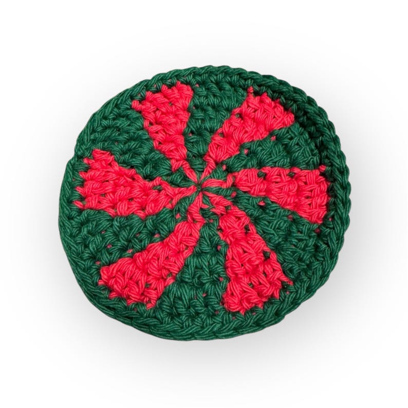 Christmas Peppermint Candy Crochet Coasters | Mug Rugs | Set of 2, 4 ...