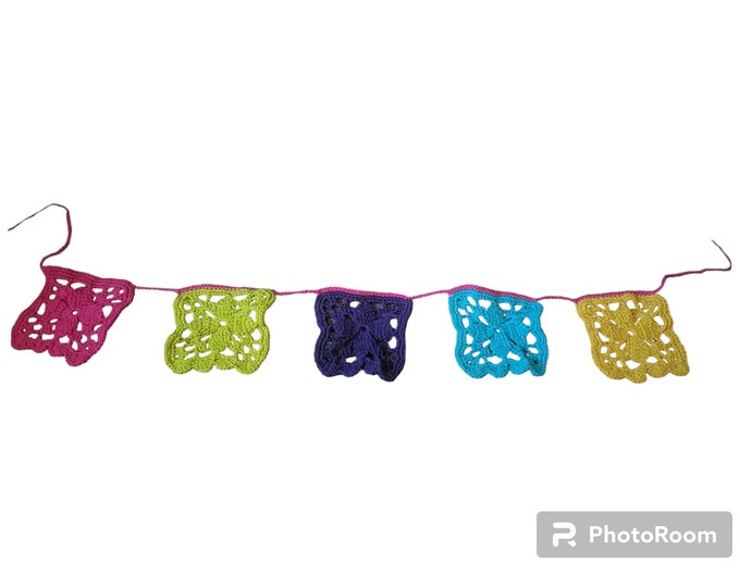 Papel picado Crochet Dia de Muertos Papel Picado Crochet Day of the ...