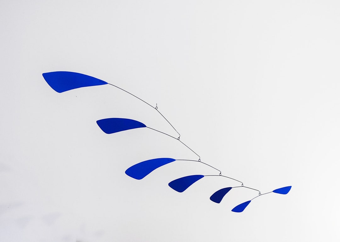 Kinetic Mobile, Suspended Mobile Sculpture, ultra Blue Metal Mobile ...