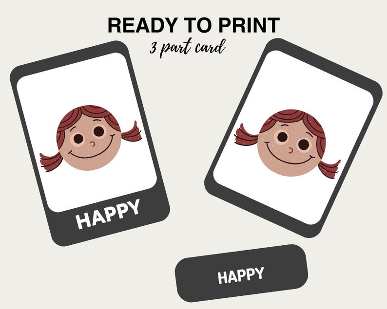 16 Feelings Flash Cards, Emotions Chart, Montessori Materials ...