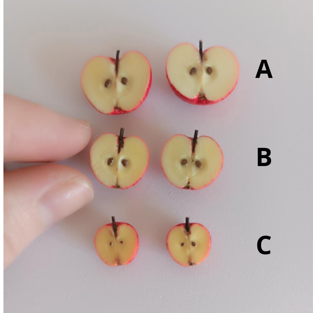 Miniature Half Red Apple/ Charm Clay/ Jewelry Making Bracelet Necklace ...