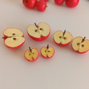 Miniature Half Red Apple/ Charm Clay/ Jewelry Making Bracelet Necklace ...