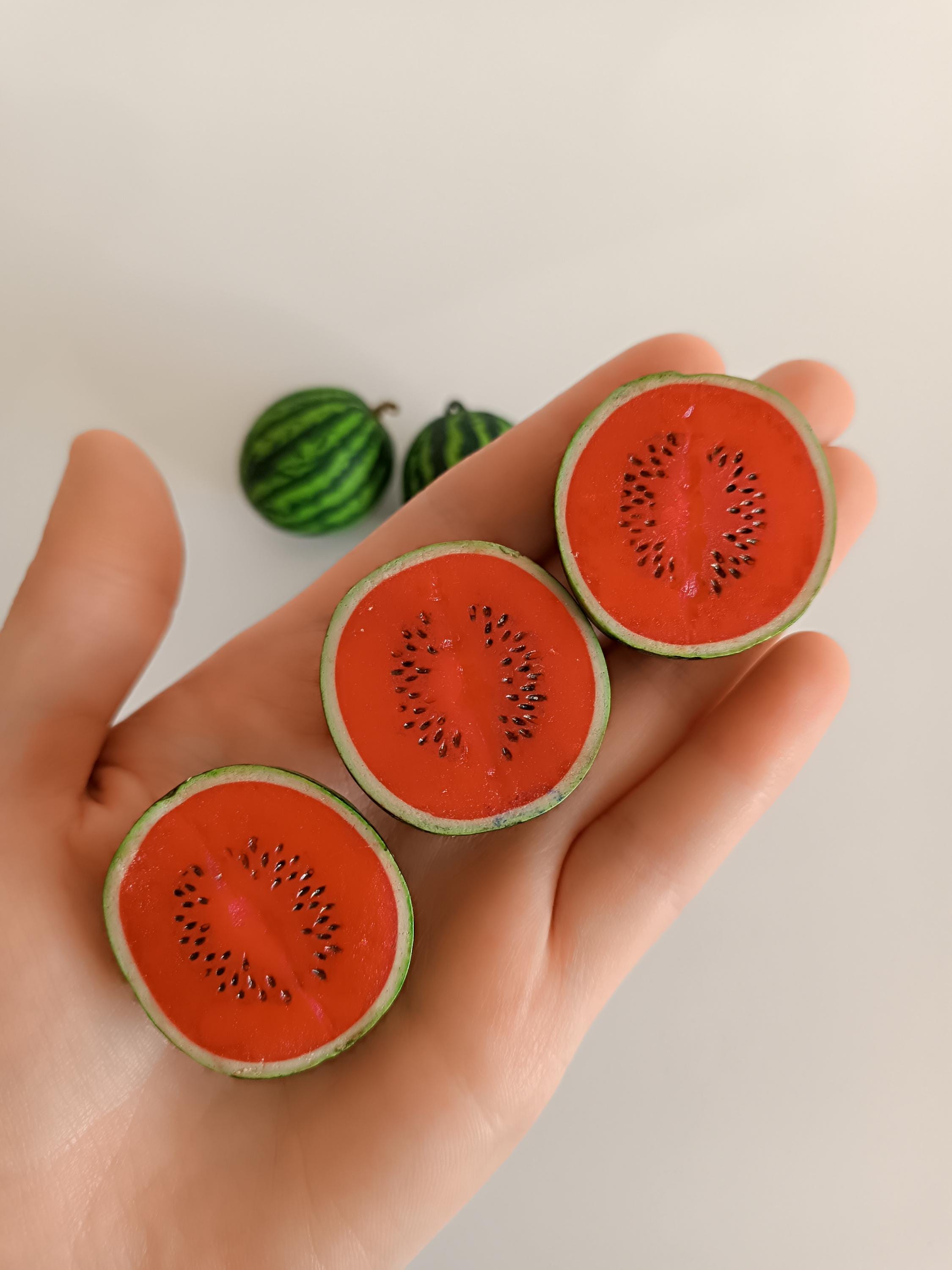 Realistic Miniature Watermelon From Polymer Clay Fruit Clay Mini Fruit ...